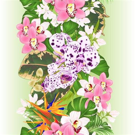 Floral Vertical Border Seamless Background Vector Image
