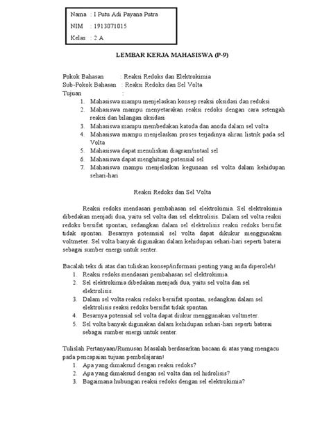 Lkm Redoks Dan Elektrokimia P 9 Adipa 015 Pdf