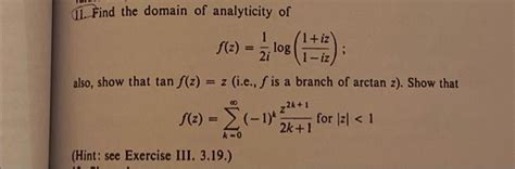 solved 11 find the domain of analyticity of