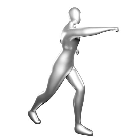 Free 3d Render Silver Stickman Karate Punching Pose Doing A Straight