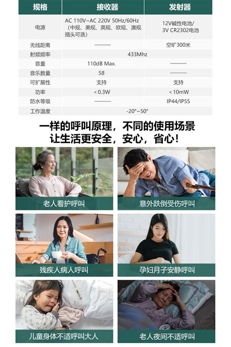 闪光震动无线门铃防水挂绳sos呼叫器系统适老化改造老人呼叫系统 阿里巴巴