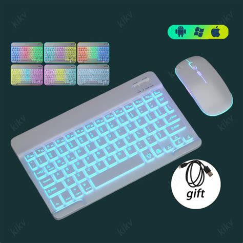 10 Inches Wireless Bluetooth Keyboard And Mouse Set With 2 Rgb Modle Keyboard Combos Light
