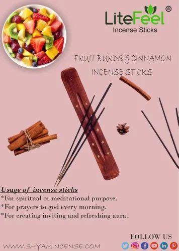 Litefeel Round Fruit Burds Cinnamon Incense Sticks For Aromatic At