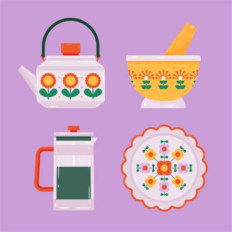 Conjunto De Elementos De Cocina Dibujados A Mano Vector Gratis
