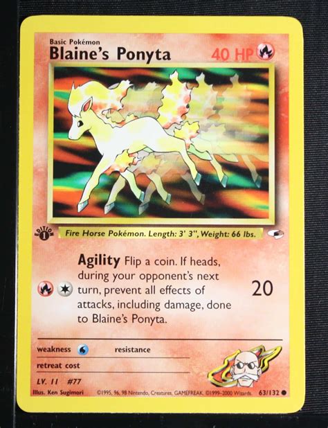 2000 Pokemon Gym Heroes 63 Blaines Ponyta 1st Edition Psa