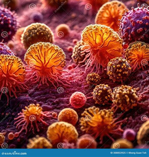 Microscopic Medical Scientific Illustration Of Bacteria Virus And Other