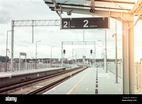 Walk Way In Train Station With No People Empty Passanger Train Railway