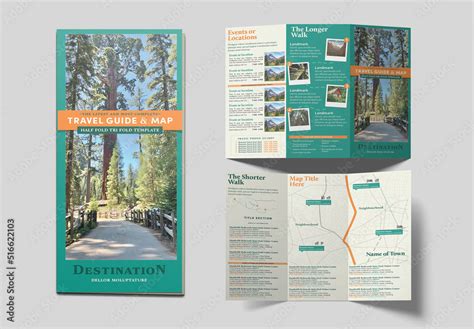 Travel Guide And Map Trifold Brochure Stock Template Adobe Stock