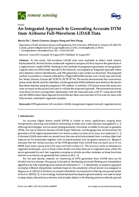 Pdf An Integrated Approach To Generating Accurate Dtm From Airborne