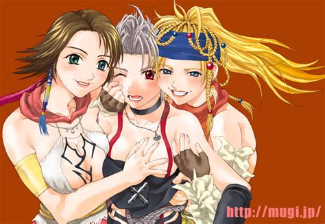 204256 Al Bhed Eyes Breasts Breast Grab Final Fantasy Final Fantasy X