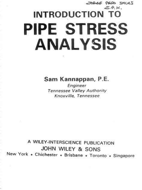Introduction To Pipe Stress Analysis Pdf Free Pdf