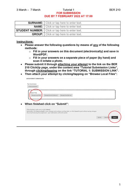 Tutorial 1 BER 210 2022 3 March 7 March Tutorial 1 BER 210 FOR