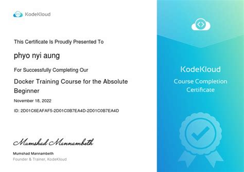 Course Certificate Docker Training Course For The Absolute Beginner