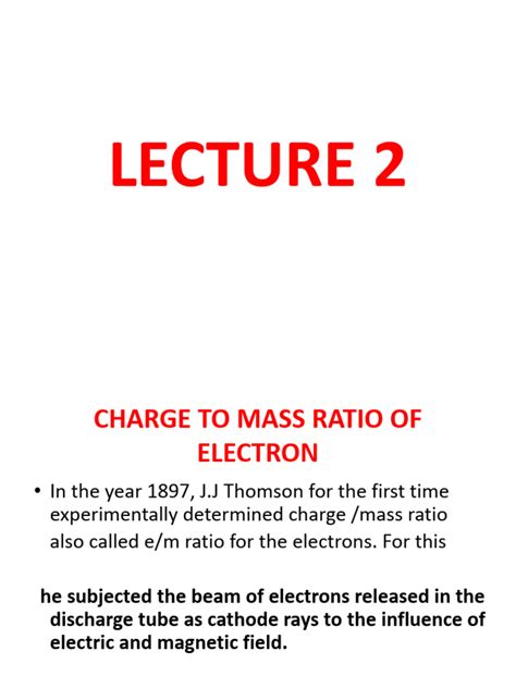 Atomic Structure Lecture 2 And Lecture 3 Pdf Atoms Electron
