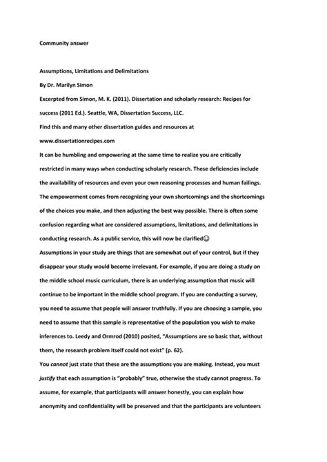 Scope And Delimitation Example In Thesis Delimitation And Scope Of