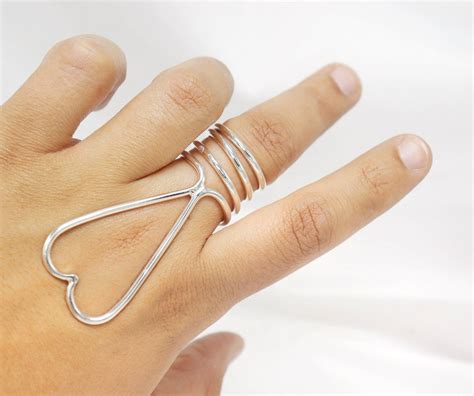 Heart Mcp Joint Splint Ring Sterling Silver Custom Handmade Splint Ring With Extensions