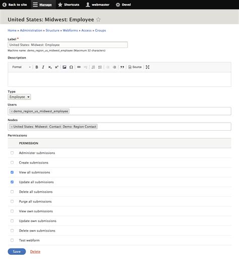 Added Webform Access Module With A Demo Regional Contact Module