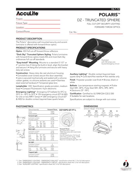Spec Sheet Juno Lighting Group
