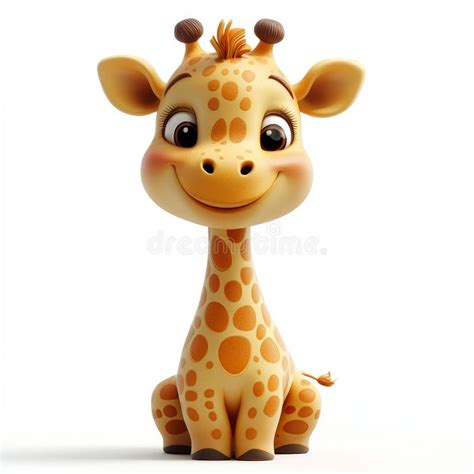 Cute Happy Giraffe Isolated On White Background Cartoon Character