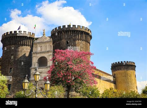 Naples Italy Castle Nuovo Bougainvillea Historic Building By Jolly