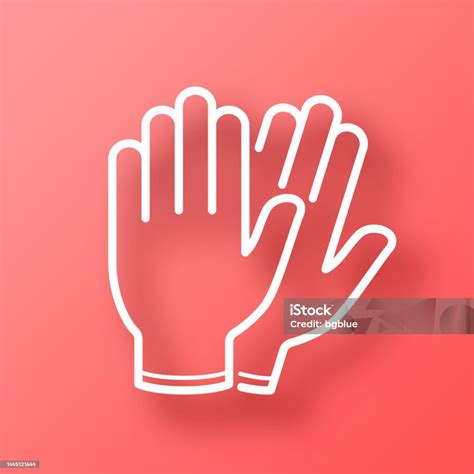Gants De Protection En Caoutchouc Icône Sur Fond Rouge Avec Ombre