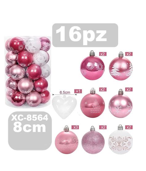 SET 16 PALLINE NATALIZIE 8 CM ADDOBBI PER ALBERO DI NATALE XC 8564