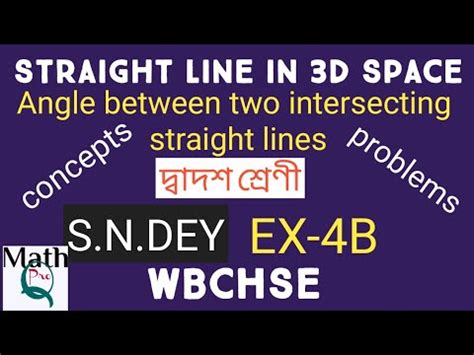 3D Geometry Class 12 Straight Line WBCHSE Angle Between Two