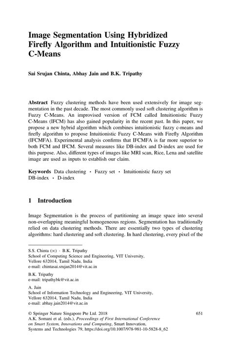 Pdf Image Segmentation Using Hybridized Firefly Algorithm And
