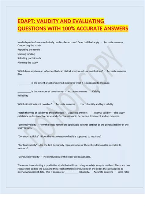 Edapt Validity And Evaluating Chamberlain University 2024 2025 Questions With 100