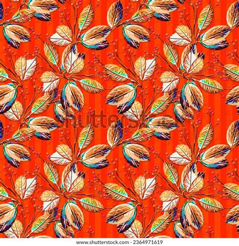 Allover Seamless Pattern Leaf Design By Stock Illustration 2364971619