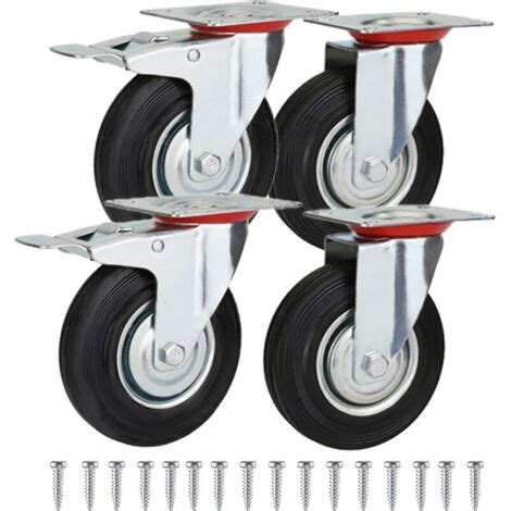 Ymyny 4 X 3 Zoll Möbelrollen 2 X Lenkrollen Mit Flachem Boden 2 X Bremsrollen Mit Flachem