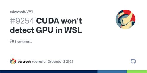 Cuda Wont Detect Gpu In Wsl · Issue 9254 · Microsoftwsl · Github
