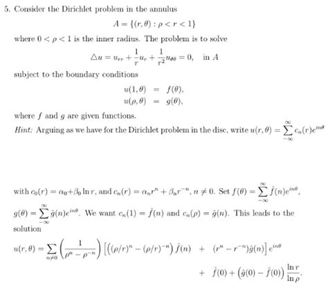 solved consider the dirichlet problem in the annulus a