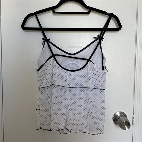 Vintage Polka Dot Open Back Mesh Tank Top Polka Dot Depop