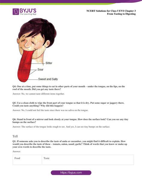 Ncert Solutions Class 5 Evs Chapter 3 From Tasting To Digesting Get