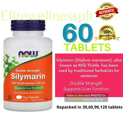 60 Capsules Now Supplements Silymarin Milk Thistle Extract Double