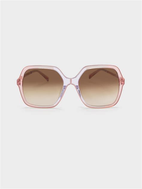 Pink Acetate Braided Temple Butterfly Sunglasses Charles And Keith Mx