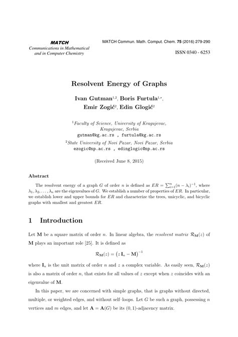 pdf resolvent energy of graphs