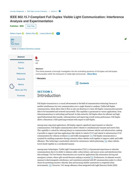 Ieee 802157 Compliant Full Duplex Visible Light Communication