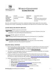GEO 103 Outline F20 Section 1 Pdf WORLD GEOGRAPHY COURSE OUTLINE TERM PONDERATION