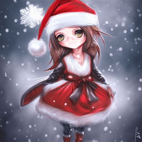 Amazing Hyper Detailed Cute Christmas Detailed Girl Chibi · Creative