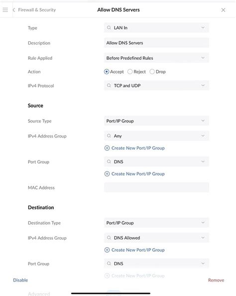 UniFi Firewall Accept Rule