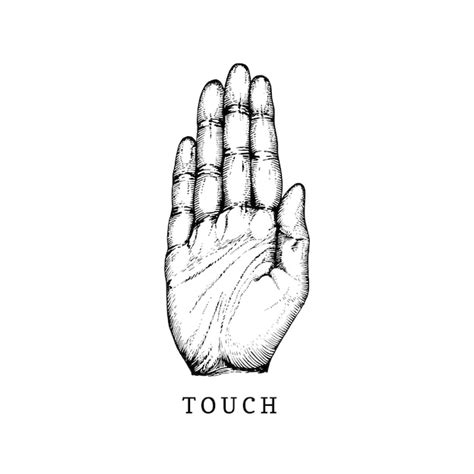 Premium Vector Hand Drawn Icon Of Touch Sense In Engraved Style