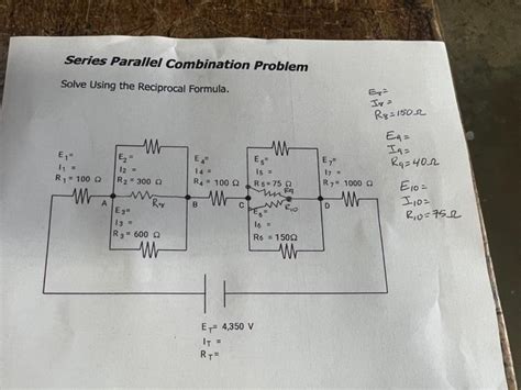 solved series parallel combination problem solve using the