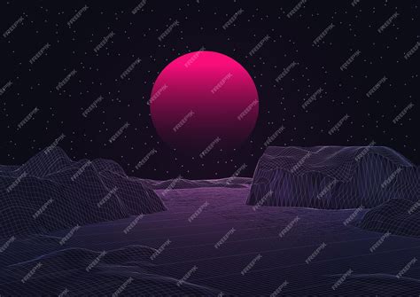 Premium Vector Abstract Background With A Retro Styled Wireframe