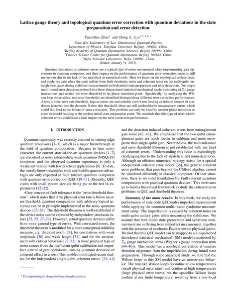 Pdf Lattice Gauge Theory And Topological Quantum Error Correction