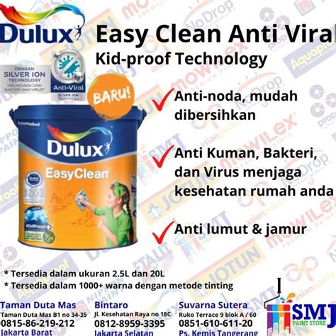 Jual CAT TEMBOK DALAM INTERIOR DULUX EASY CLEAN ANTI VIRAL AV 2 5