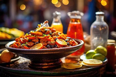 Colorful Bazaar Marrakech Street Market Adventures Premium Ai