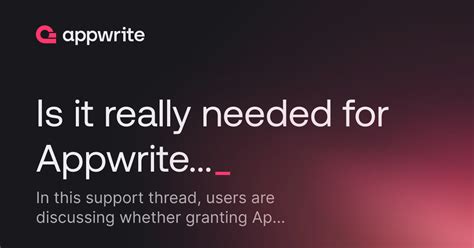 Is It Really Needed For Appwrite To Have Access To The Db Root User