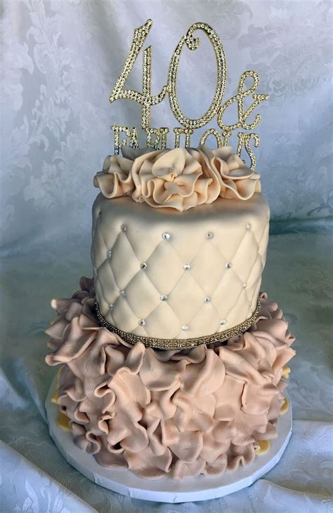 40th Birthday Cake With Ruffles Decoration